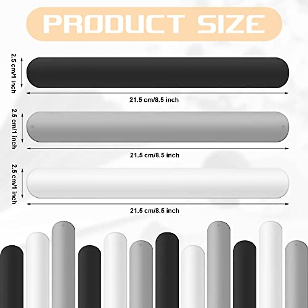 Cunhill Wrapping Paper Holder Silicone Paper Slap Bands Wrapping Paper Clamps Wrapping Paper Roll Clips for Home Storage Organization, White Black Grey(9 Pieces)