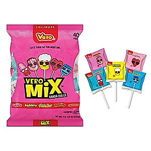 Vero Mix Banda Dulce Assorted Sweet Lollipops, Artificially Flavored, 1 Pound 4.31 Ounces, 40 Count Bag