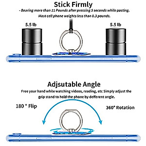 TACOMEGE Alloy Butterfly Cell Phone Ring Holder, Finger Kickstand Back Stand Hand Grip for Smartphone Tablet (Blue)