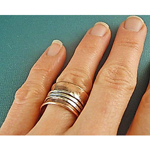 Glitter Box Exports 925 Sterling Copper & Silver Spinner Fidget ring For Women High Polish Silver Point Ring (6.50)