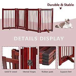 Kinpaw Free Standing Dog Gate, Configurable Wood Pet Safety Fence, Wide Barrier Gate with Walk for Doorways, Stairs or House-4 Panels