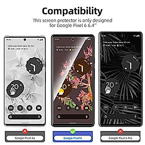 NEW'C [3 Pack] Designed for Google Pixel 6 Screen Protector Tempered Glass, Case Friendly Ultra Resistant