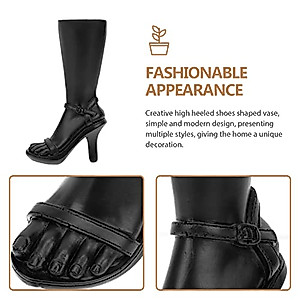 DOITOOL High Heel Flower Pot High Heel Shaped Succulent Planter Resin Shoes Plant Nursery Pot Cactus Pot Lightweight Bonsai Pot Plant Container Black