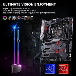 novonest GPU Support Bracket,5V 3PIN ARGB Graphics Card GPU Brace Support Video Card Sag Holder/Holster Bracket,Vertical GPU Mount,Transparent Acrylic,Side Neon Light,GH03ARGB(N)