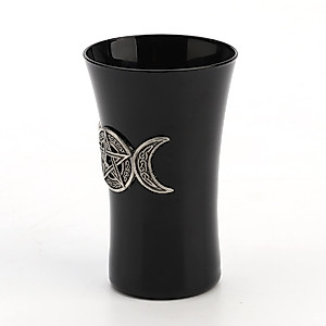 Veronese Design 80 ml Triple Moon Pentagram Sigil Wiccan Alter Black Glass Shot Glass