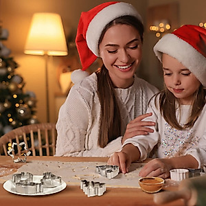 Winter and Christmas Cookie Cutter Set 6 Piece with Ugly Sweater, Hat,Mitten,Snowflake,Christmas Ornament,Tree Shape- Cookie Fondant Biscuit Cutters for Baking,Sandwiches, and Pancakes