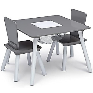 Delta Children 4-Piece Toddler Playroom Set, Grey/White