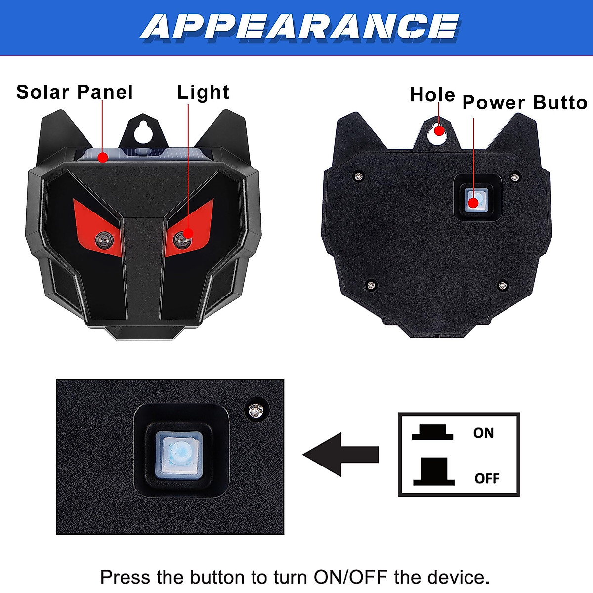 Lulu Home 4 Packs Solar Animal Repeller, Nocturnal Predator Deterrents with Red LED Flashing Lights Drive Away Raccoons, Deer, Skunks, Coyotes, Birds, Foxes from Chicken Coop Yard Farm