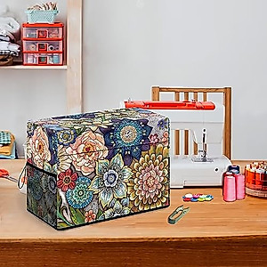 Mumeson Boho Flower Sewing Machine Cover Durable Polyester Sewing Machine Dust Cover Universal Fit Most Singer and Brther Sewing Machine