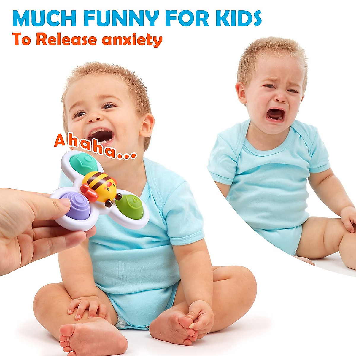 Suction Cup Spinner Toys for Baby, Pop it Fidget Toys for 1-3 Toddlers Gifts Spinning Top Sensory Toy Bath Toys Birthday Gifts for Boy Girl (3 Pcs)