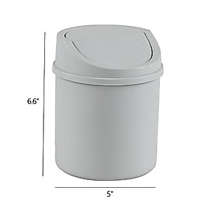 Knifrfish 0.5 Gallon Plastic Countertop Waste Bin with Swing Lid, Tiny Garbage Can, Mini Desktop Trash Can, Gray