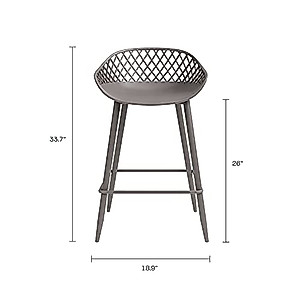 Kurv Counter Stool, Set of 2, Warm Gray, Indoor/Outdoor, Patio Stools, Bar Stools