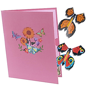 ilauke Pop Up Cards, 3D Butterfly Pop Up Cards, Greeting Cards with Magic Flying Butterfly&Envelopes, for Mothers Fathers Teachers Day Birthday Valentine's Anniversary Thank You Day