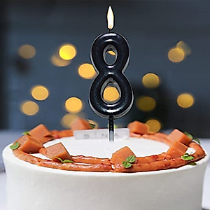 10 Pieces Birthday Numeral Candles, Cake Numeral Candles Birthday Cake Candles for Kids Adults, Number 0-9 Cake Topper Decoration for Birthday Wedding Anniversary Party Celebration,Black