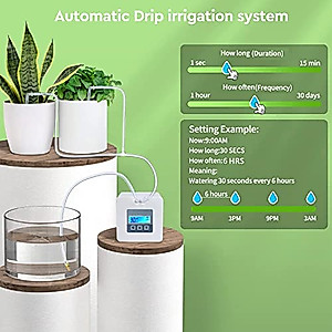 Upgraded DIY Automatic Drip Irrigation Kit, 15 Potted Houseplants Support, Indoor Watering System for Plants, with Digital Programmable Water Timer