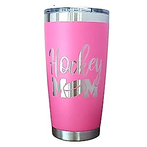 Hockey Mom 20oz Stainless Steel Coffee Travel Mug (Pink), Insulated Tumbler, Hockey mom gifts for women, To Go Mug