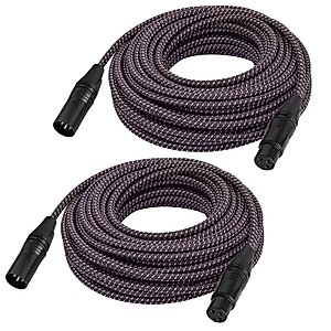 MIKIZ 100 ft XLR Cables Braided 100ft 2 Packs- Balanced XLR Male to Female for Microphone Speaker