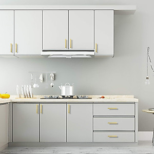 goldenwarm 5 Pack Gold Cabinet Pulls Brushed Brass Drawer Pulls - J12GD320 Gold Kitchen Cabinet Handles Square Bar Pulls Antique Brass Bathroom Cabinet Hardware 12-3/5 Inches Hole Spacing