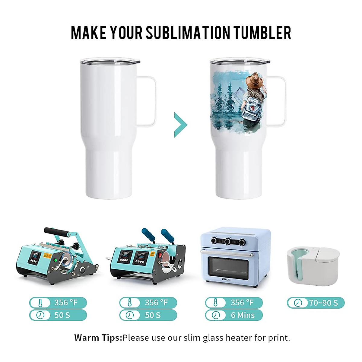 PYD Life Sublimation Tumblers Blanks with Handle 25 OZ Coffee Travel Car Stainless Steel Mugs Cups with Leakproof Lid and Straw for Mug Tumbler Heat Press Sublimation Oven Printing 4 Pack