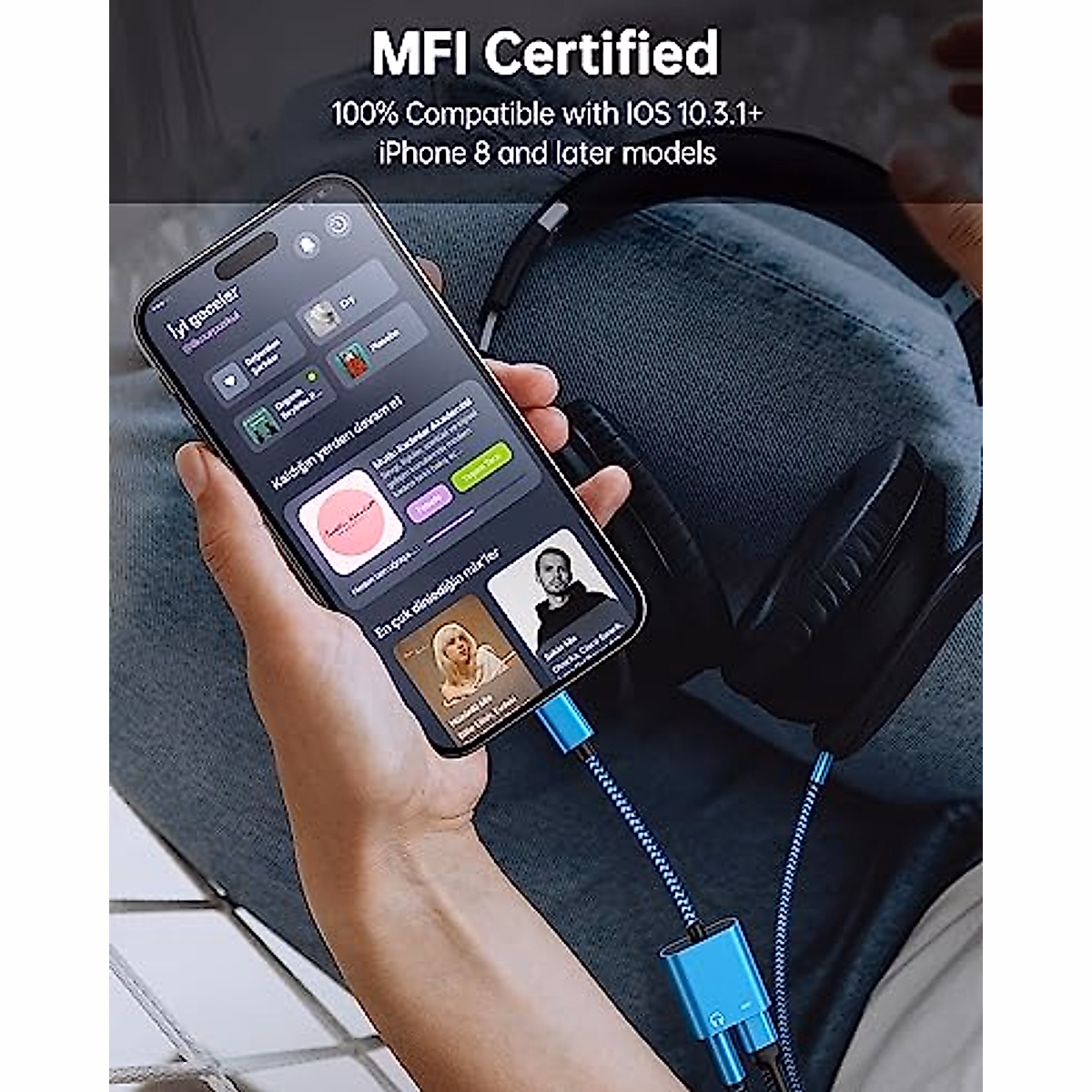 iPhone Aux Adapter, 2 in 1 Dual Lightning to 3.5mm Audio Jack & Charger [Mfi Certified] Dongle Cable Splitter for Apple Converter Compatible with iPhone 14 Pro Max 13 12 11 XR XS X 8 Plus, iPad iPod