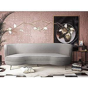 TOV Furniture Flare Modern Glam Curved Living Room Sofa, 91", Cream