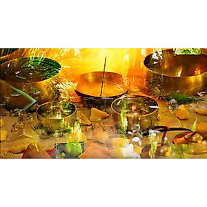 3 Pcs Tibetan Singing Bowl Standing Bell Set Himalayan Bowl For Chakras Meditation Mind Healing Peace of Heart Prayer Yoga Religion Buddhist Bowl w 3 Mallet Wooden Striker