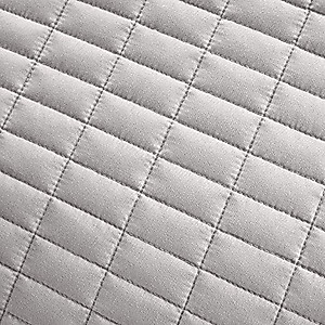 Comfort Spaces Kienna Quilt Set-Luxury Double Sided Stitching Design Summer Blanket, Lightweight, Soft, All Season Bedding Layer, Matching Sham, Gray, Coverlet Full/Queen(90"x90") 3 Piece