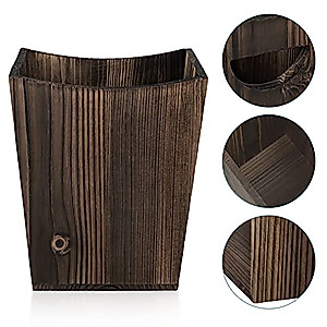 ETELI Wood Waste Basket Small Trash Can for Office Rectangular Garbage Can Decorative with 2 Handles for Bathroom Bedroom Kitchen Hotel