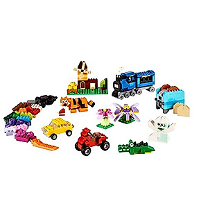 LEGO Classic Medium Creative Brick Box 10696 Building Toy Set - Featuring Storage, Includes Train, Car, and a Tiger Figure, and Playset for Kids, Boys, and Girls Ages 4-99