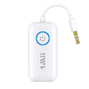 1Mii Bluetooth 5.3 Transmitter Receiver for Airplane/TV to 2 Headphones/AirPods, Dual Links Wireless Audio Adapter w/aptx Low Latency/HD/AptX Adaptive, 3.5mm Aux Bluetooth Adapter for Cars, Gym, Boat