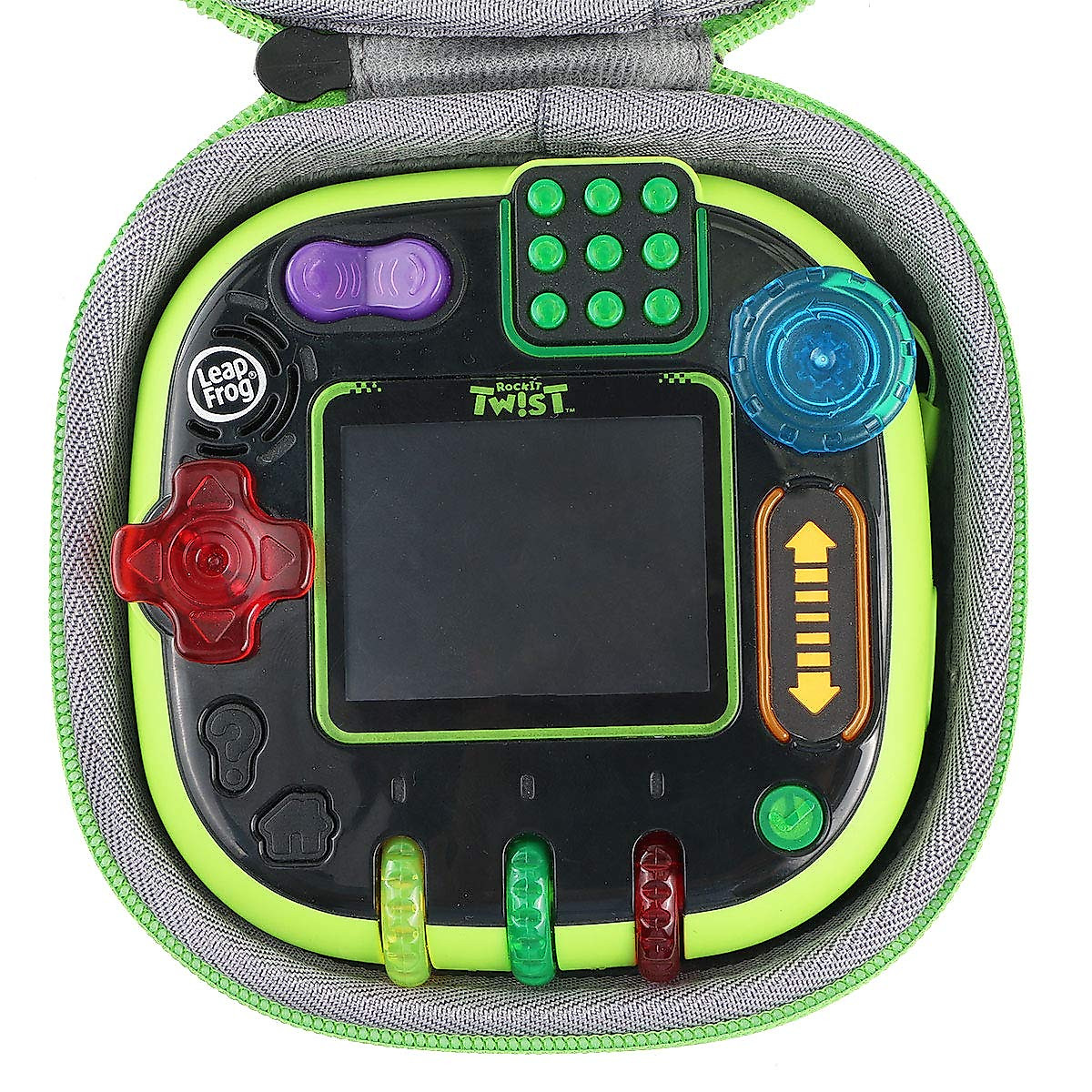 co2CREA Hard Travel Case Replacement for Leapfrog Rockit Twist Handheld Learning Game (Black Case + Green Zipper)