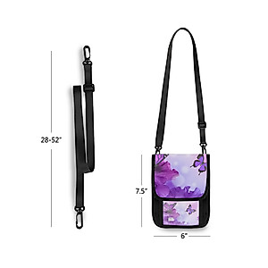 Women Small Crossbody Bag Purple Butterfly for Cellphone Purse Wallet with Card Slots Removable Strap(226na7a)