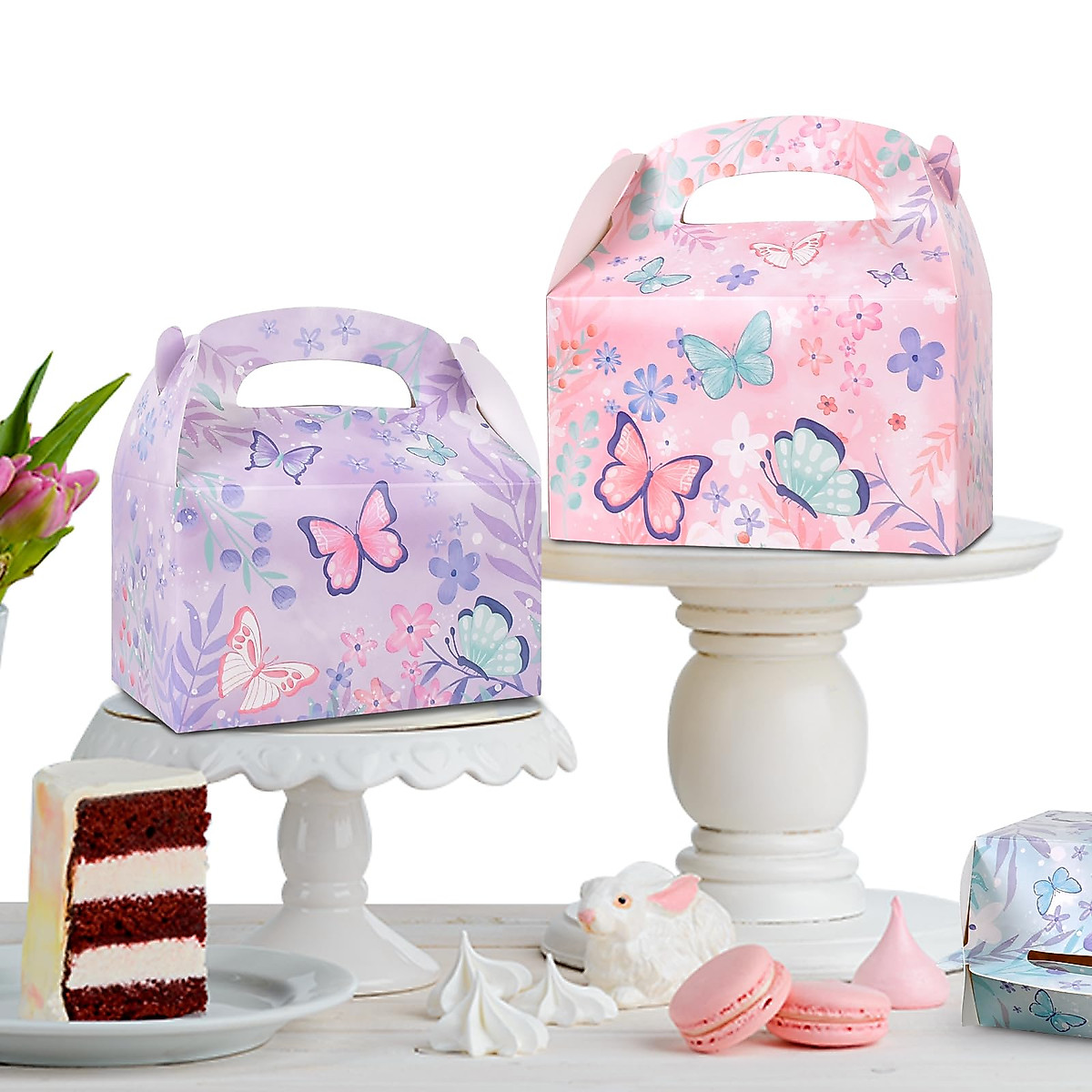 Butterfly Birthday Party Supplies Butterfly Party Favor Box, Gift Box, Treat Boxes, Candy Box for Butterfly Birthday Party Decorations, Mix 3 designs, 24Pack.