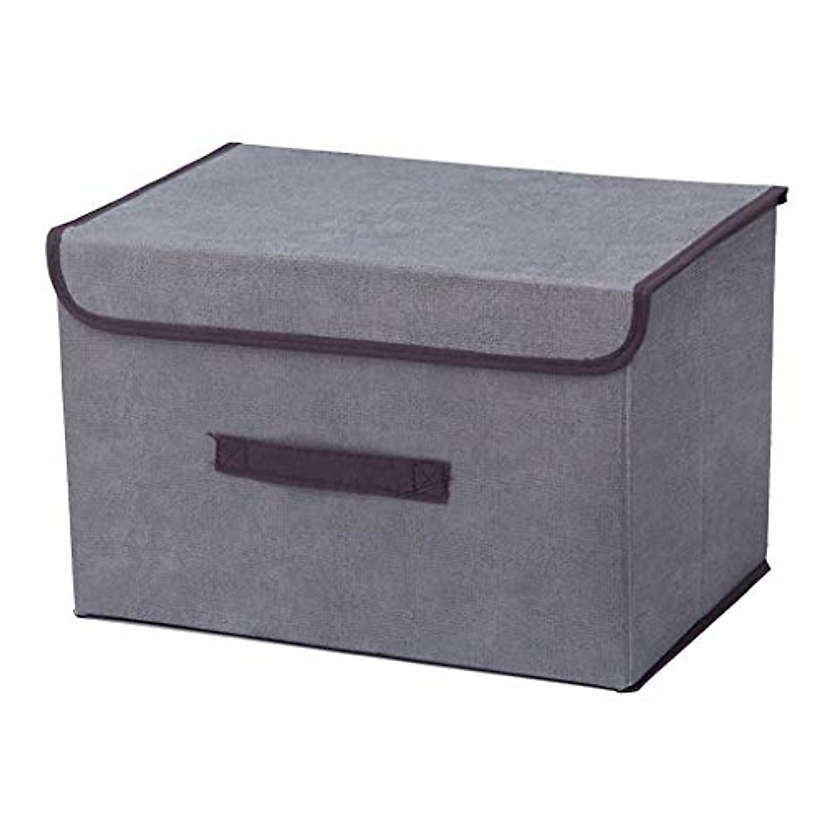 Foldable Storage Box with Lid Snacks Organizer Container Closet, L Gray, As Described