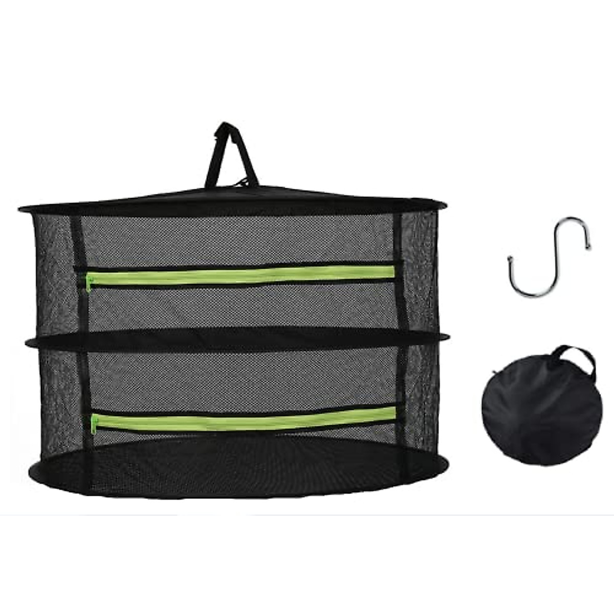 YOLUXZM Herb Drying Rack with Zipper mesh Hanging, herb Drying mesh for Drying Herbs, Buds, Flowers, Food, Meat, Fruit and Tea with Hook(2-Layer)