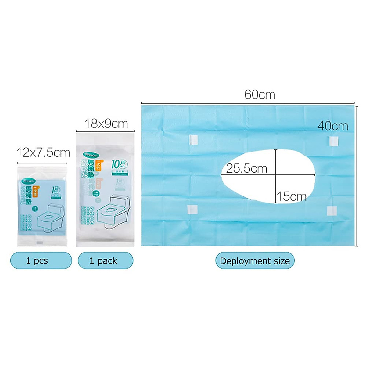 Disposable Toilet Seat Covers-40 Individually Packed, Waterproof, Ideal for Adult and Child -Travel Essentials for Airplanes, Travel, Camping and Public restrooms