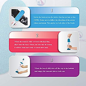 Pet Hair Remover Brush - Dog Hair Remover for Clothes - lint Brush pet Hair Remover - Reusable Fur Remover for Furniture and Clothing - Light pet Dander Remover with self Cleaning Base