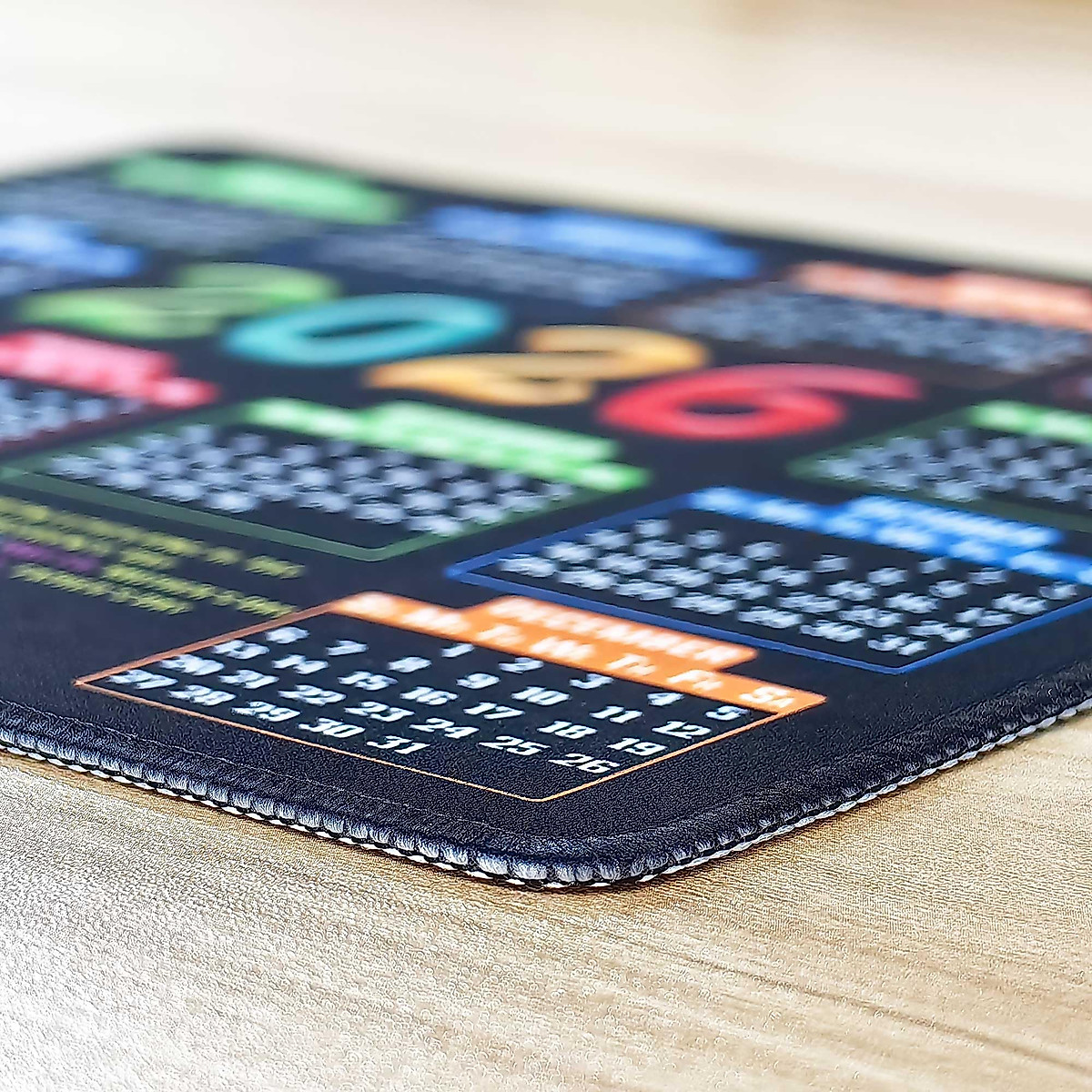Mouse Pad with Stitched Edge, Computer Mouse Pad with Non-Slip Rubber Base, Mouse Pads for Computers Laptop Mouse 9.6x7.9x0.1 inch (2023 Calendar Black)