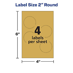 Avery 05868 Permanent Notarial Seals, Inkjet, 2-Inch Round, Gold, 44 Seals/PK