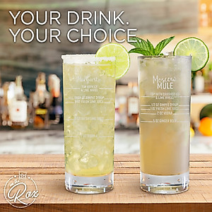 On The Rox Drinks Mocktail Recipe Highball Glasses - 15.75Oz Mocktail Party Drinking Glasses, Set of 4 - Tall Tom Collins, Mojito, Mixed Drink, Virgin Cocktail Glasses - Fancy Barware, Glassware Set