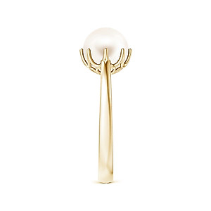 Angara Freshwater Cultured Pearl Solitaire Ring for Women in 14K Yellow Gold Size-5 (Grade-AAA | Size-8mm) | June Birthstone Jewelry Gift for Women| Wedding | Anniversary | Enagagement