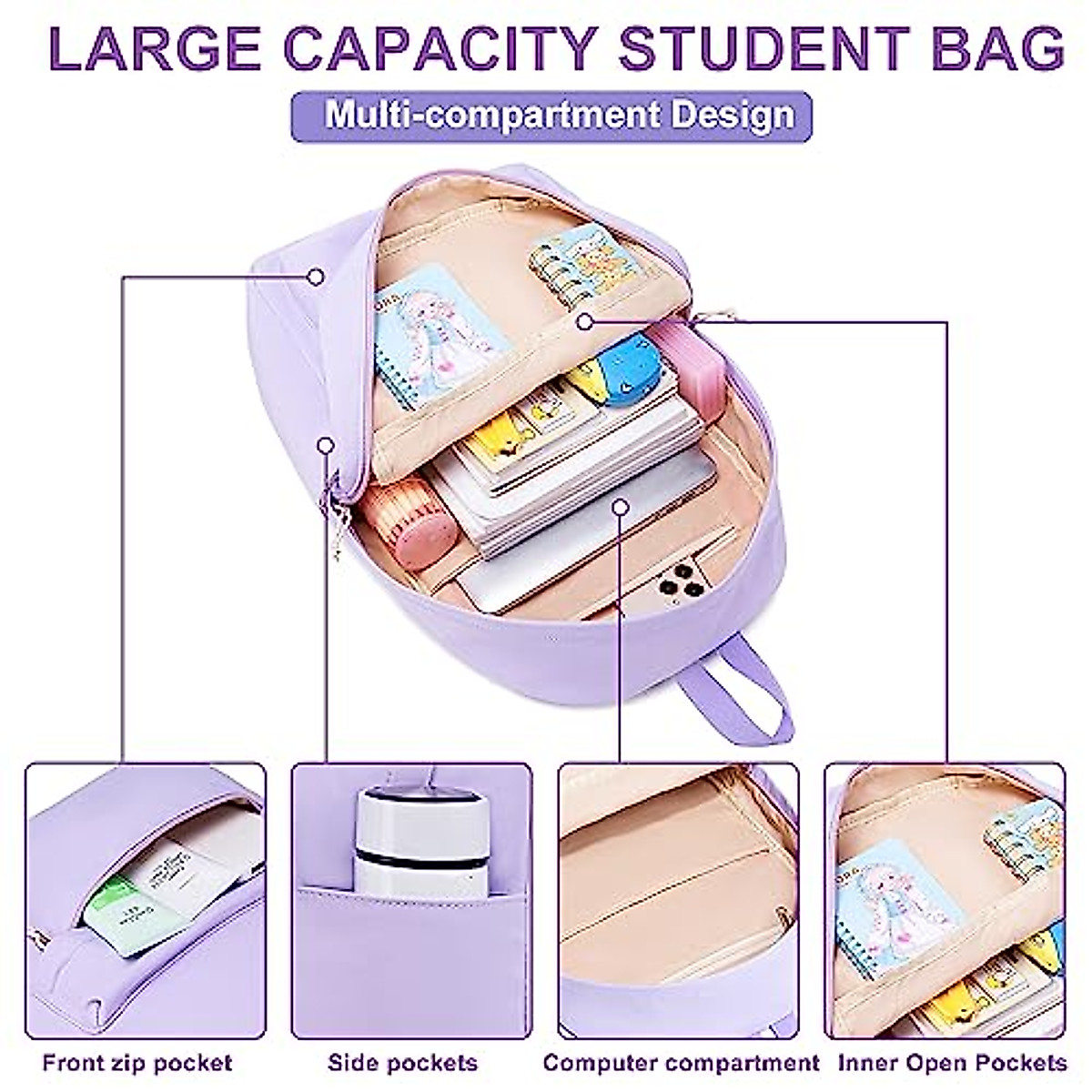 LOIDOU Backpack for Teen Girls Middle-School Primary Elementary Bookbags 17inch Kids Backpack Women laptop Backpack Lightweight Casual Daypack