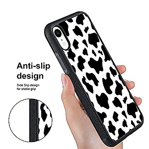 KANGHAR iPhone XR Case Tire Cow Print Cute Black White + Screen Protector Slim Anti-Scratch Shockproof Skid Outline Durable PC Layer TPU Bumper Full Body Protection Cover -6.1 Inch