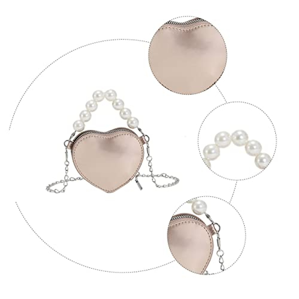 TENDYCOCO 5pcs Fashion Clutch With Wrist Handle Day Mini Strap Bag Gifts Shaped Chain Crossbody Cross Shoulder Small Tote Gift Body for Purse Heart-shaped Women Pearl Evening Girl Handbag
