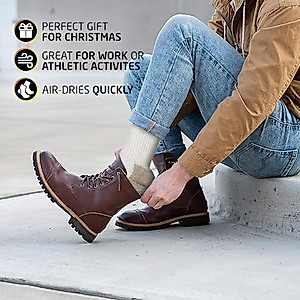 HOT FEET 4 Pack Work Socks for Men & Women - Breathable Boot Hiking Socks, Moisture Wicking Thick Wool Socks, Sizes 6-12.5, Man, Dark Gray & Oatmeal