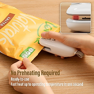 MORNIIE Mini Bag Sealer, Heat Sealer with Cutter, Rechargeable Bag Sealer, Handheld Heat Sealer Machine with Magnetic, Portable Bag Sealer Heat Seal for Keep Food Fresh and Snacks Crispy. Blue