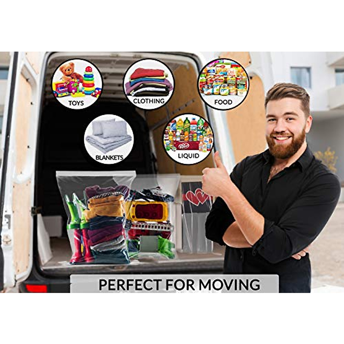 [ Pack of 25 ] Food Storage Bags - BIG - 3.5 Gallon Large Freezer Bags - Resealable Zipper Top - for Moving, Packaging, Storage, Meal Prep, Closet Organization, Travel, Reusable freezer bags, BPA-Free, 2-mil Thick Clear Plastic Bags