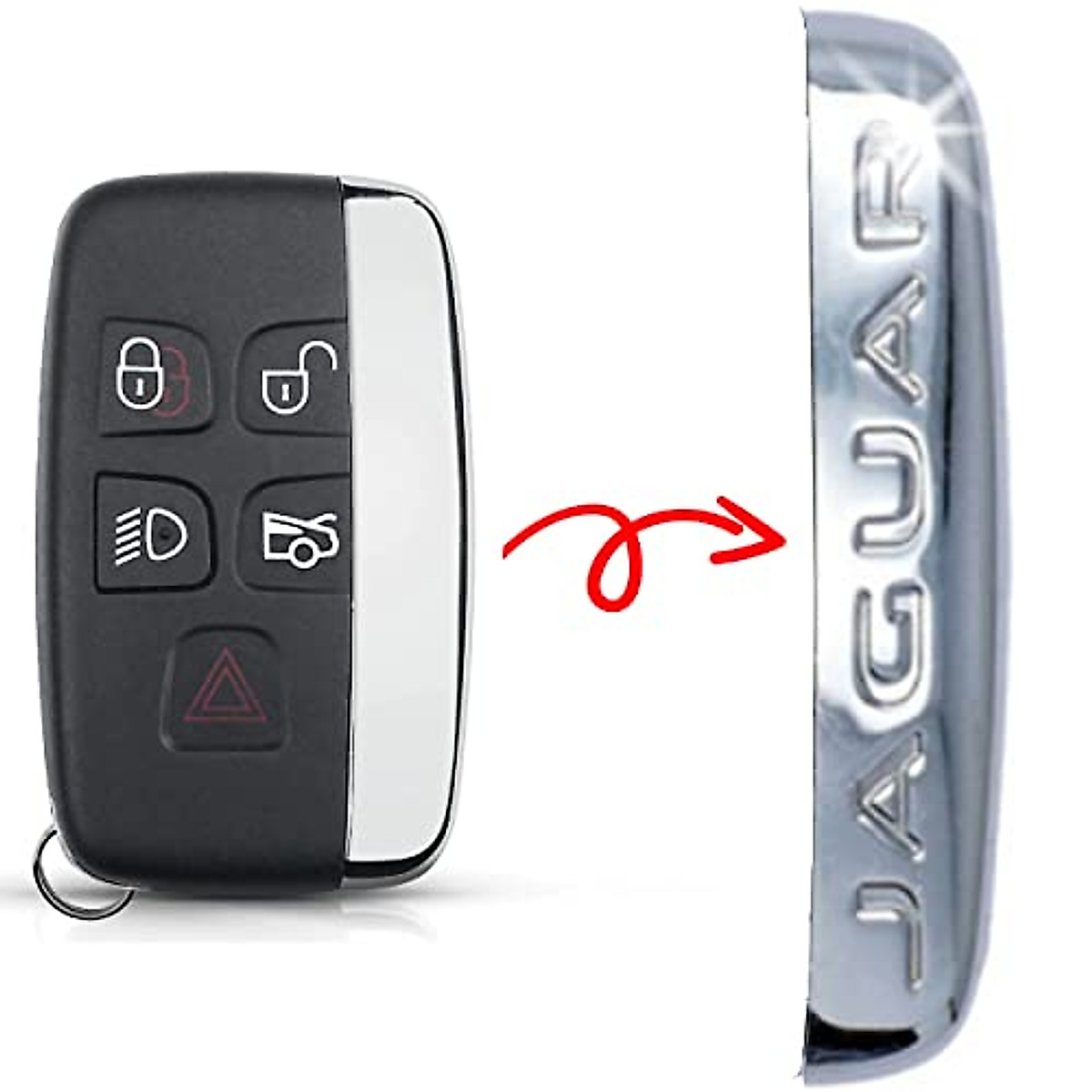 Compatible with Jaguar and Land Rover Range Rover Remote fits 2011-2020 Key Fob E-Pace F-Pace F-Type XE XF XJ LR2 LR4 Evoque Sport - Chrome Cover ONLY