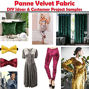 Barcelonetta | Velvet Fabric | Crushed Velvet | Panne Velvet Velour | 96% Velvet, 4% Spandex | 60" Wide | Sewing, Apparel, Decoration (Black, 2 Yards)