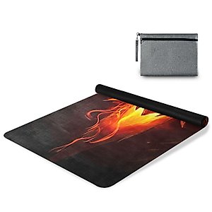GOODOLD Dragon Head Red Yoga Mat, 71 x 26 Inch Non-slip Yoga Mats Folding Travel Exercise Mat Indoor Outdoor Gym Pilates with Storage Bag for Women Men